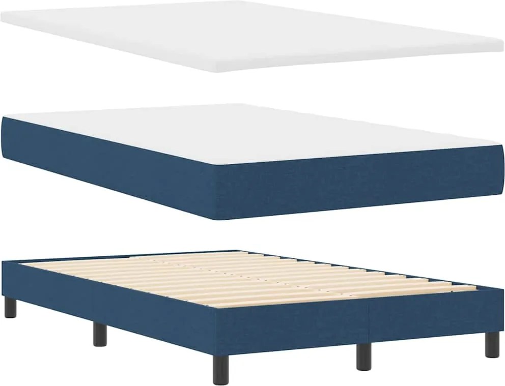 Postel s boxspringem s čelo Modrá 120 x 200 cm textil 3338684