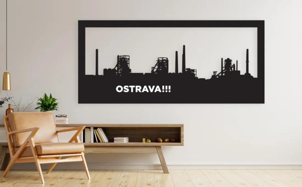 Město Ostrava !!! - dřevěný obraz na zeď od 2opice.cz Materiál: PŘÍRODNÍ TOPOL, Velikost (mm): 800 x 360