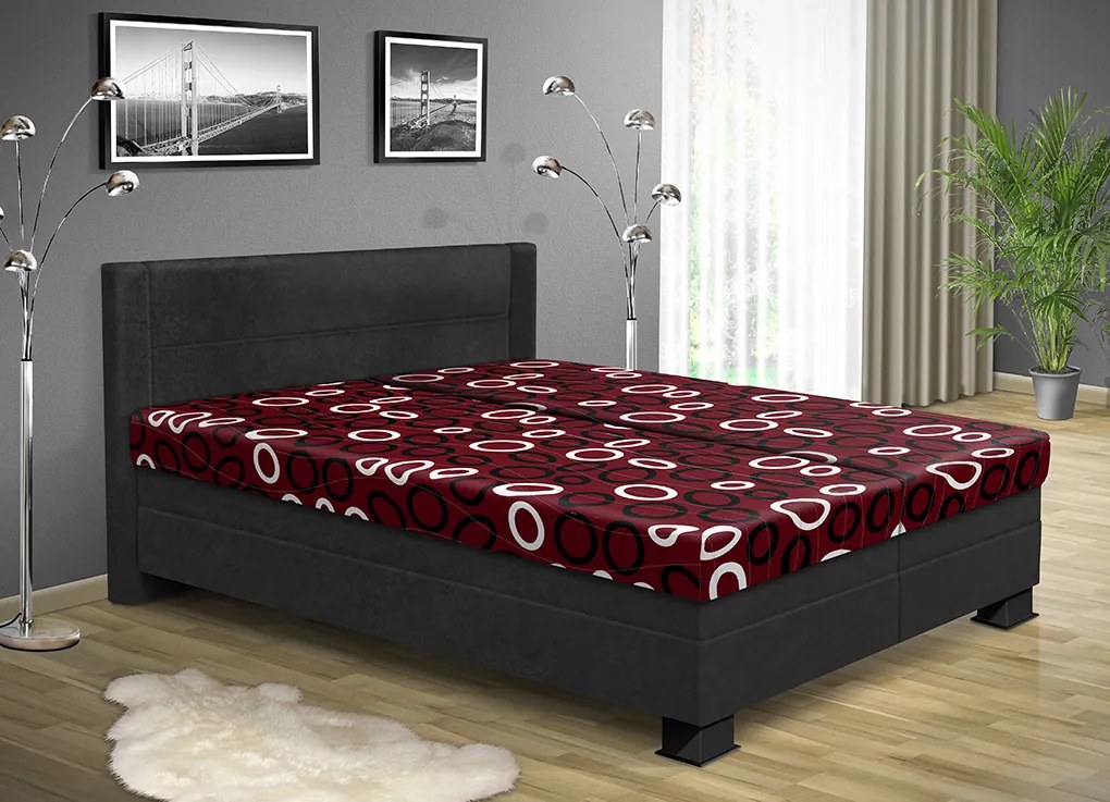 Nabytekmorava Čalouněná postel s úložným prostorem Alice 180 Barva postele: Černá 04, Pelest: Mega 14 Bordo