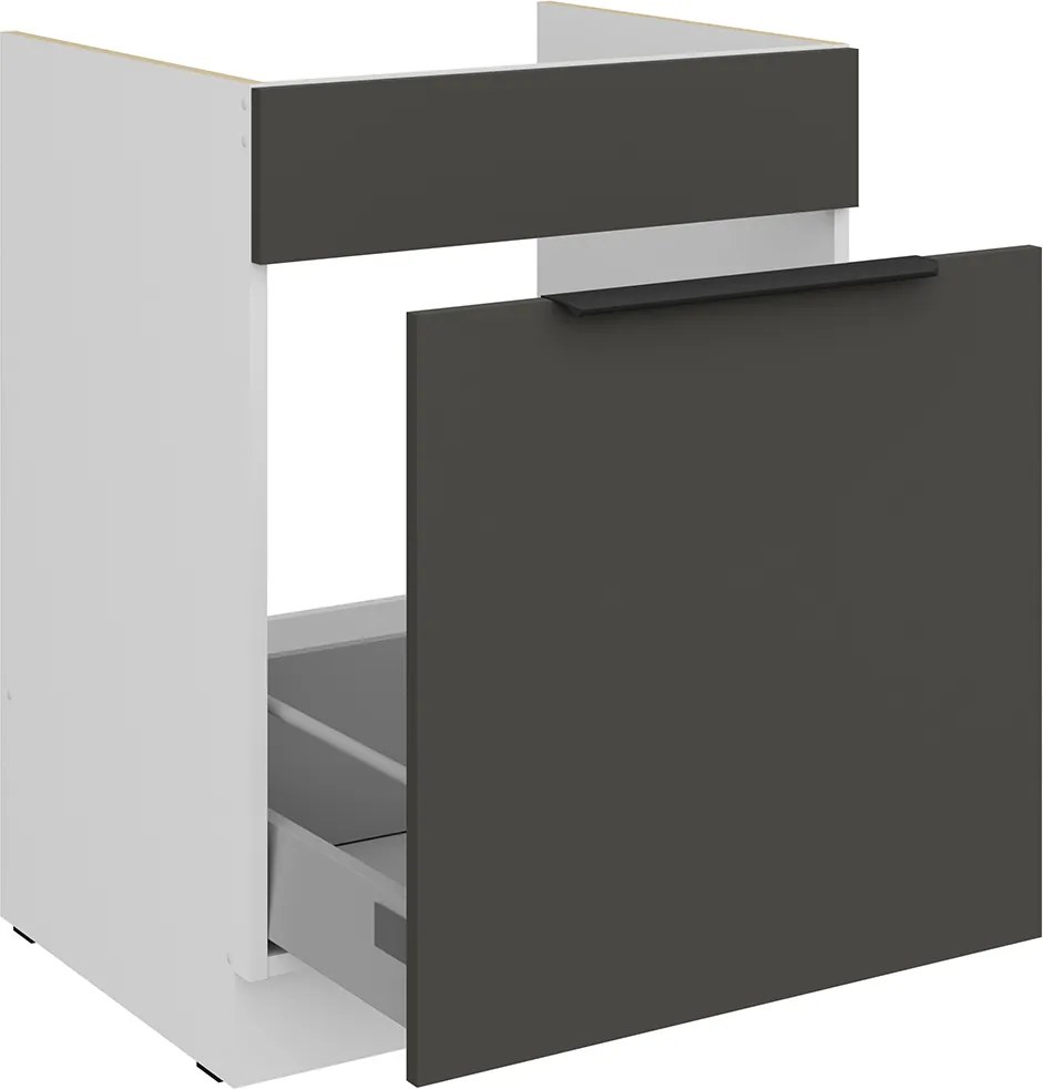ARIA po | dolní skříňka 60 ZL 1S dřezová | 60 cm | PREMIUM BOX | bílá/šedá grafit