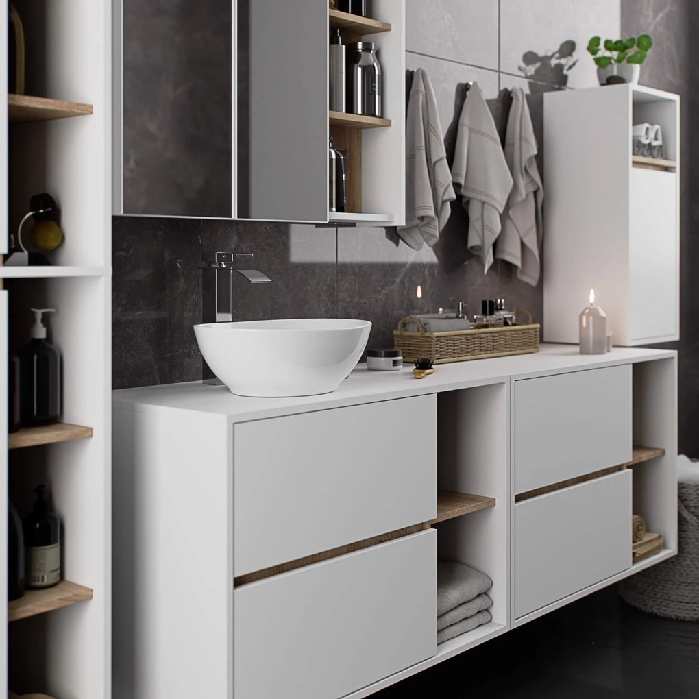 Závěsná skříňka pod umyvadlo VAMI s otvory 90 cm - výběr z 6 provedení