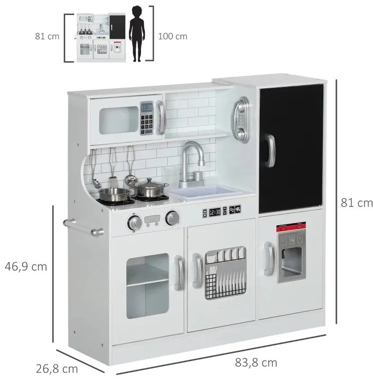 AIYAPLAY Dětská kuchyňka s příslušenstvím a doplňky | bílá