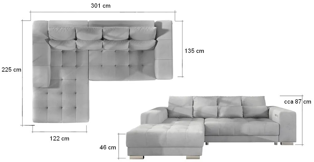 Rohová sedací souprava Neron OT-2F, světle šedá látka