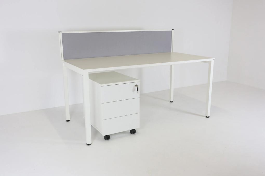 SET: Stůl+kontejner+paraván, Maro, 160x80, bílá/bílá/šedá, 25mm