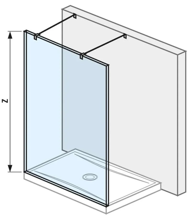 Jika Pure - Skleněná stěna pevná včetně dvou vzpěr, 130x200 cm, s úpravou Jika Perla Glass H2674210026681