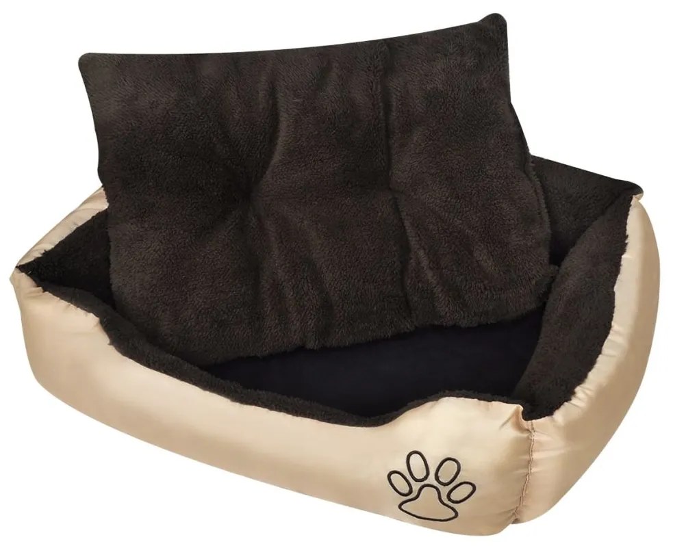 Komfortní pelíšek s polstrovaným polštářem - hnědý | XL