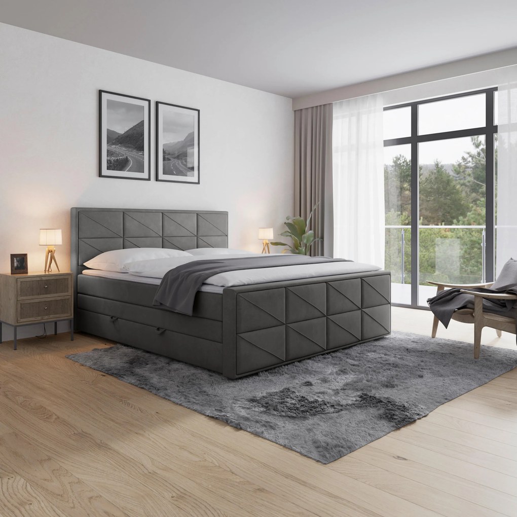 XXXLutz POSTEL BOXSPRING, 180/200 cm, antracitová Livetastic - Postele s úložným prostorem - 002427022312