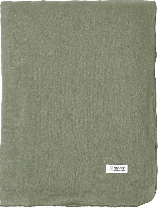 Lněný ubrus Broste GRACIE 160x200 cm zelenošedý