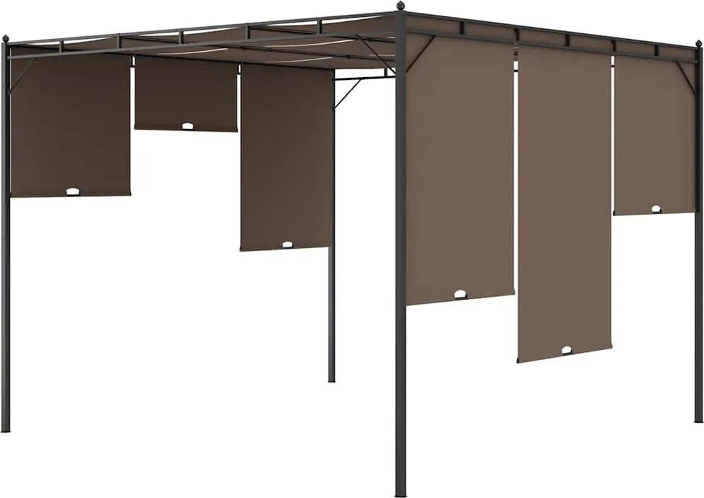 Zahradní altán s bočním závěsem 3 x 3 x 2,25 m taupe 312263