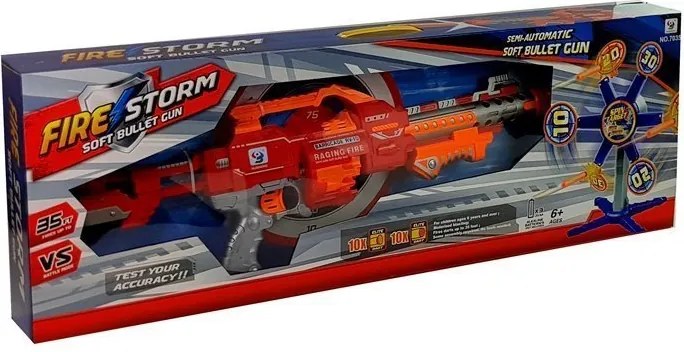 LEAN Toys Puška na pěnové šipky s otočným terčem 66 cm