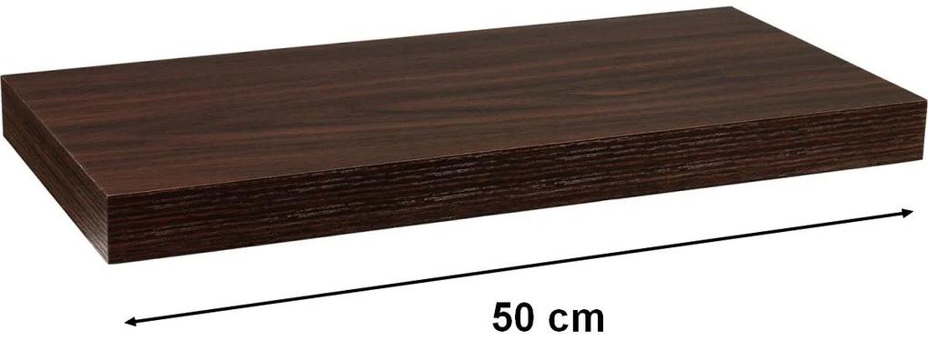 Stilista Nástěnná police, tmavé dřevo, 50 cm