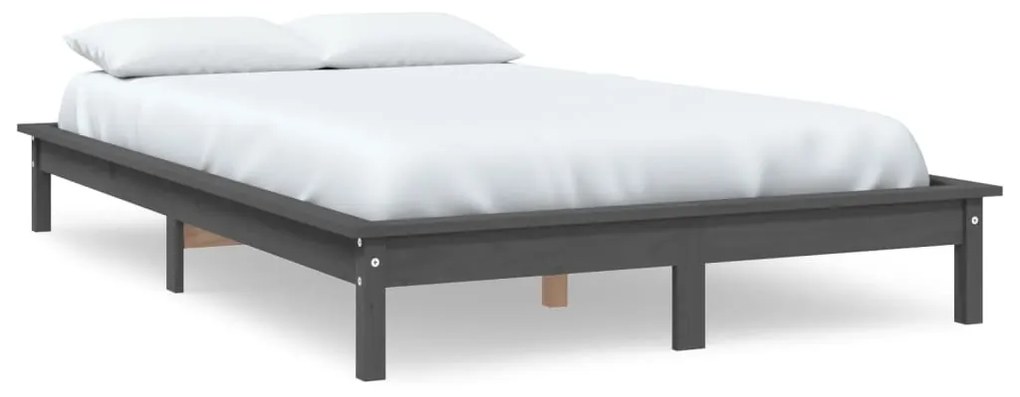820563 vidaXL Rám postele šedý 200 x 200 cm masivní borovice