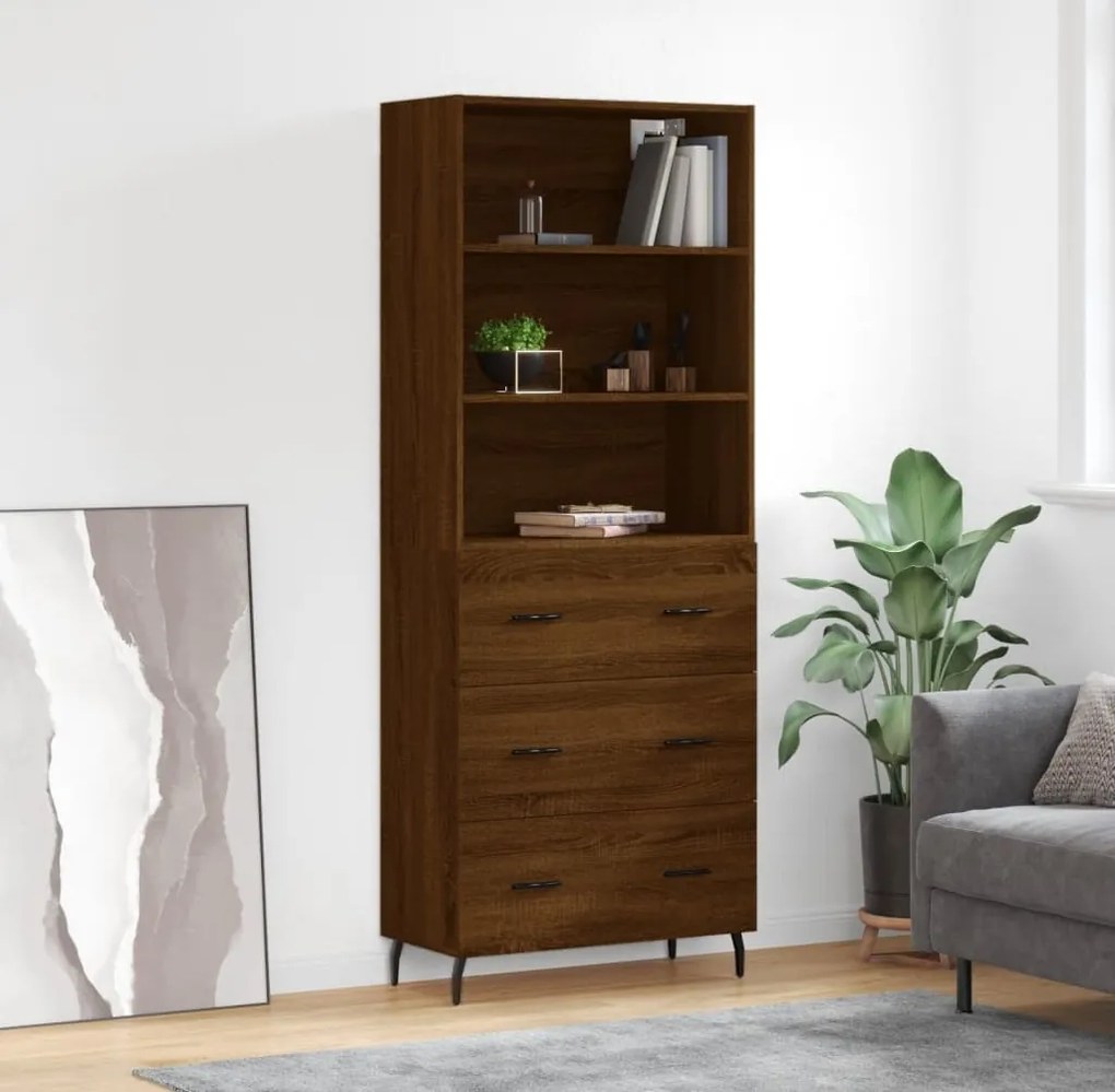 vidaXL Skříň highboard 69,5 x 34 x 180 cm kompozitní dřevo [3189404] Barva: kouřový dub