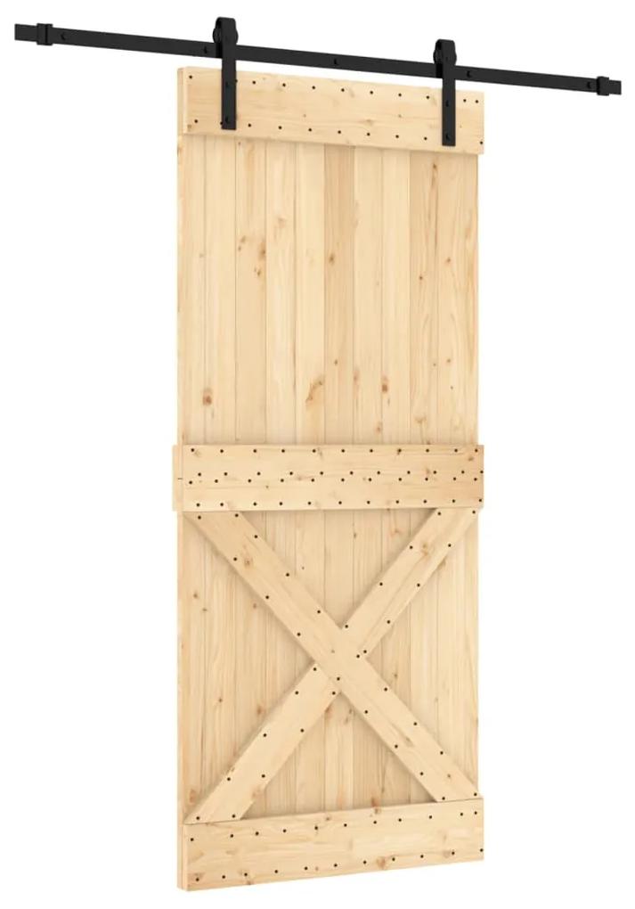 Posuvné dveře s kováním 90 x 210 cm masivní borové dřevo,  3202982