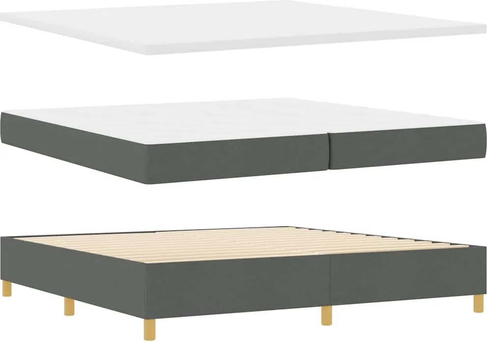 Postel s boxspringem s čelo Tmavě šedá 200 x 200 cm textil 3340775