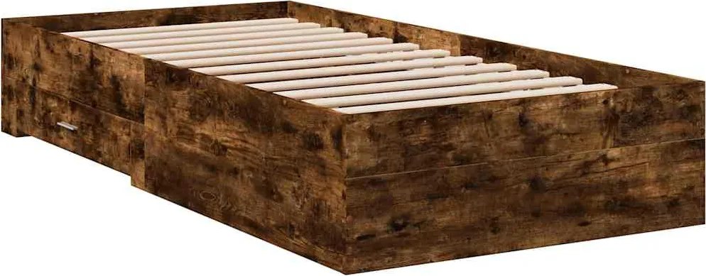 Rám postele se zásuvkami kouřový dub 100 x 200 cm kompozit 3280423