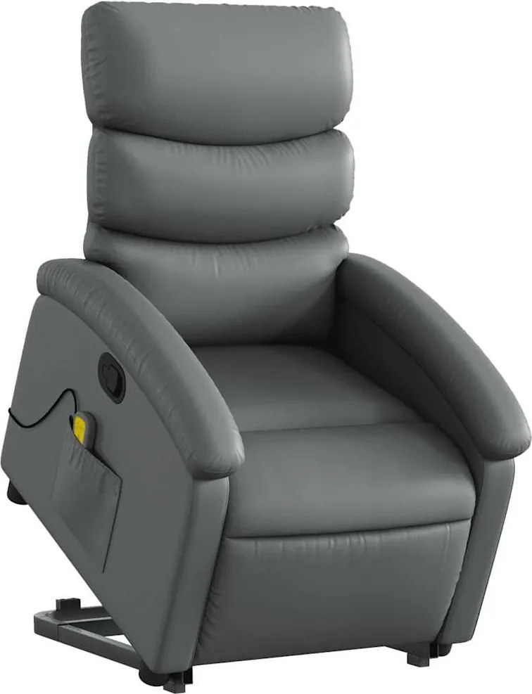 Zvedací masážní polohovací křeslo šedé umělá kůže 3204050