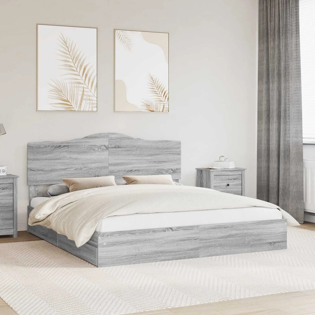 Postel s úložným prostorem se zásuvkou Šedá Sonoma 180 x 200 cm 3413483