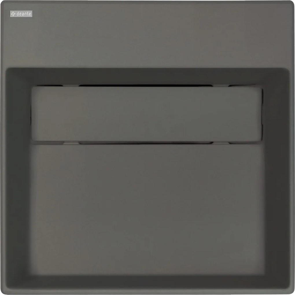 Deante Correo, granitové umyvadlo na desku s poličkou pod baterii a krycí deskou 400x400x130 mm, antracitová, CQR_TU4M