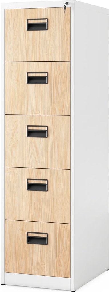 Kovová kartotéková skříň s 5 zásuvkami, bílá/dub sonoma, 460x1625.5x620 mm: SARA Eco Design