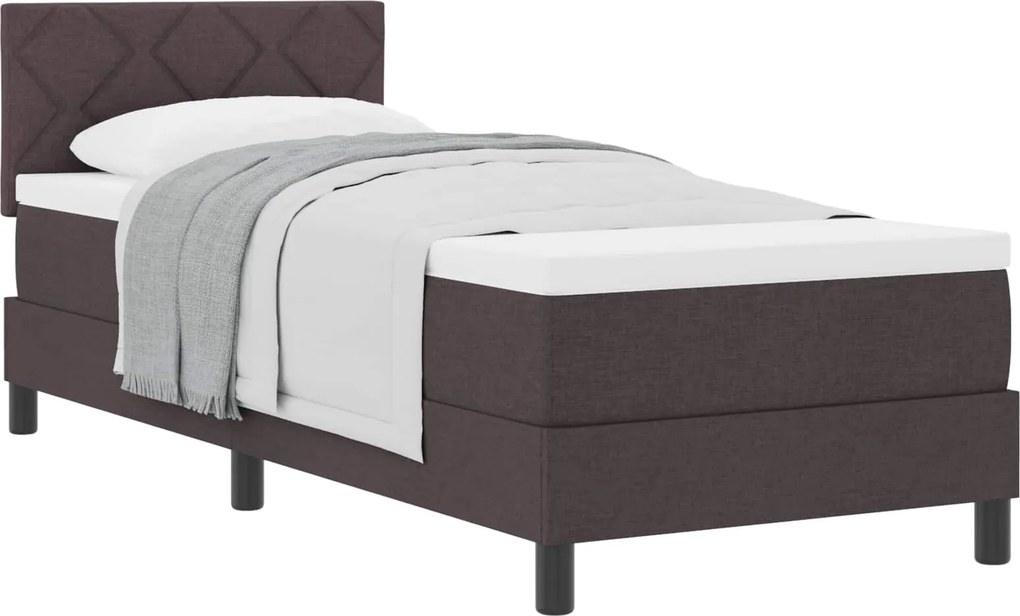 Postel s boxspringem s čelo Tmavě hnědá 80 x 200 cm textil 3338723