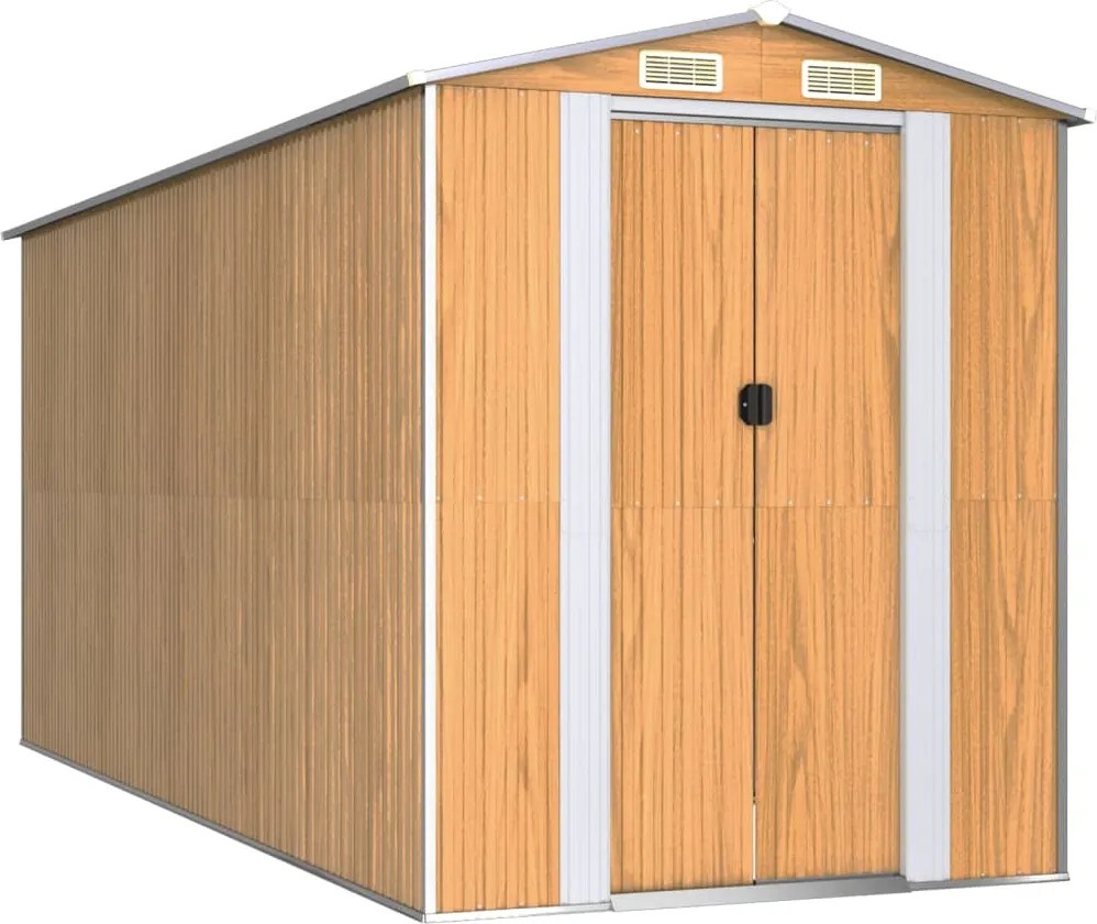 Zahradní kůlna světle hnědá 192x440x223 cm pozinkovaná ocel 3147474