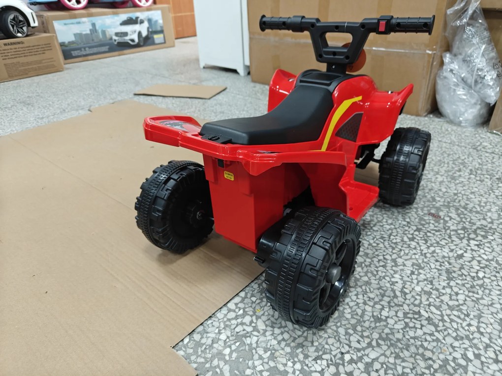 AIYAPLAY elektrická dětská čtyřkolka 6V, vpřed, 2 km/h, pro 18-48 měsíců, nosnost 25 kg, v interiéru i exteriéru, červená