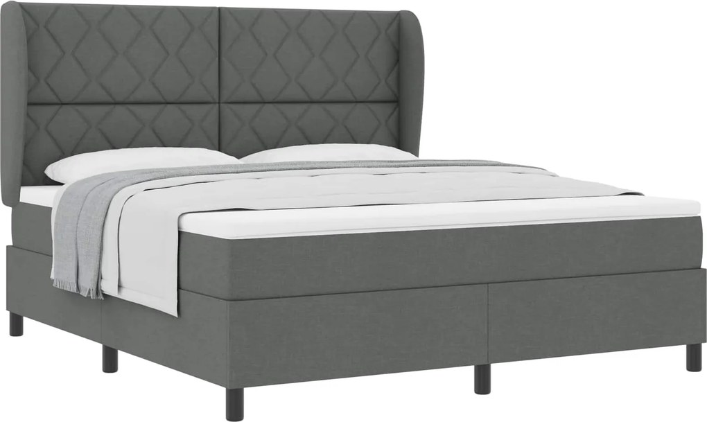 Postel s boxspringem s čelo Tmavě šedá 180 x 200 cm textil 3340642