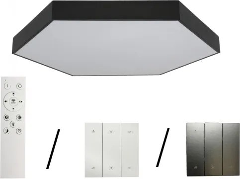 LED Stropní svítidlo LED/200W/230V 3000/4000/6500K pr. 100 cm černá