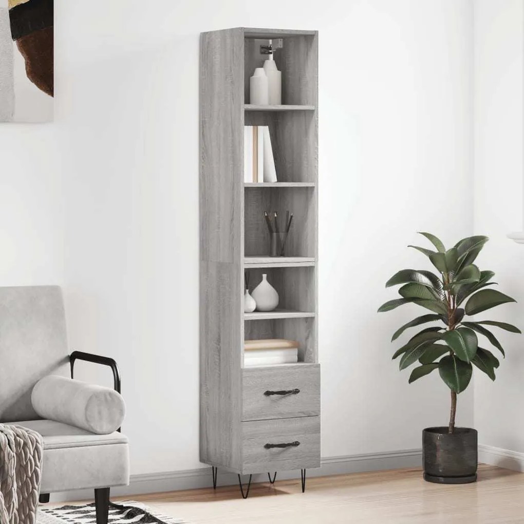 vidaXL Skříň highboard 34,5 x 34 x 180 cm kompozitní dřevo [3189761] Barva: Černá