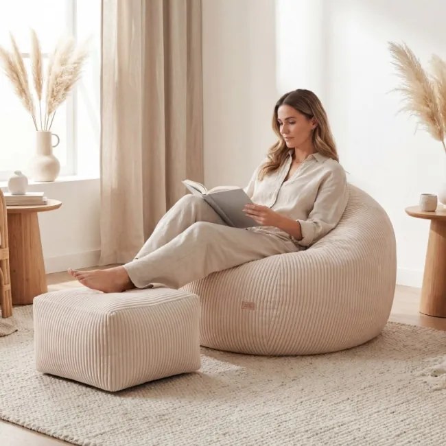 Sedací pytel s podnožkou COMFY 3.0 béžový