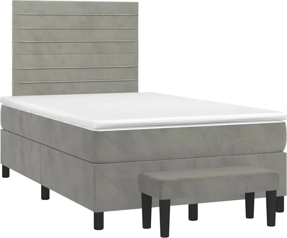 Box spring postel s matrací světle šedá 120x190 cm samet 3270475