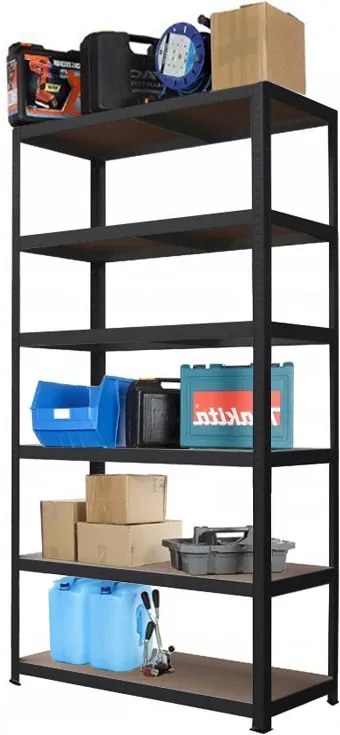 Fistar Regál 240x90x60 cm lakovaný 6-policový, nosnost 1050 kg - ČERNÝ