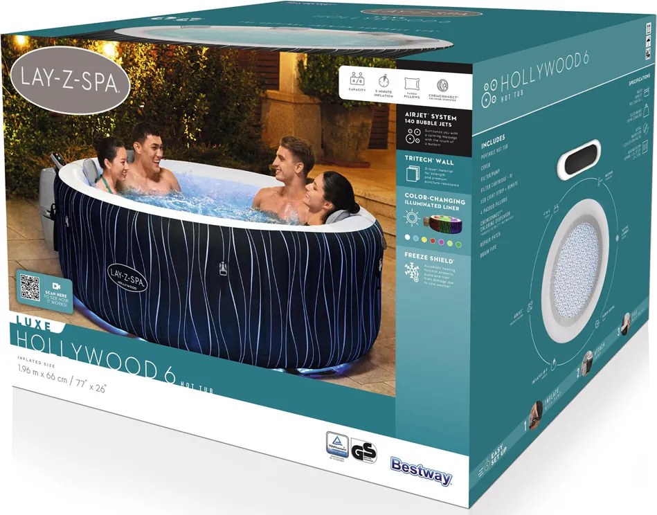 Bestway Lay-Z-Spa Hollywood vířivka 4–6 osob LED 196 cm
