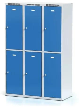 Alfa 3 Šatní skříňka s úložnými boxy,, 6 boxů, modré dveře, otočný zámek