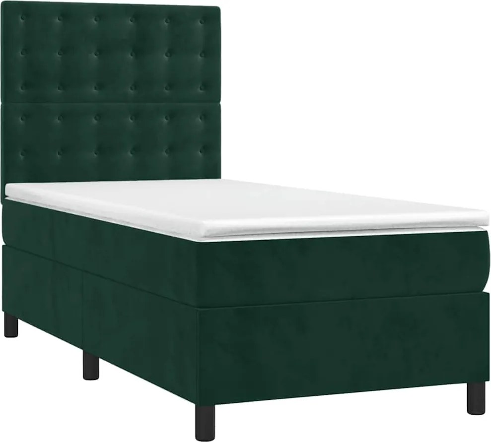 Box spring postel s matrací tmavě zelená 90x190 cm samet 3143238