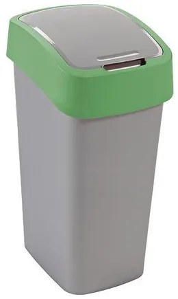 Plastový odpadkový koš Pacific, objem 45 l, stříbrný/zelený