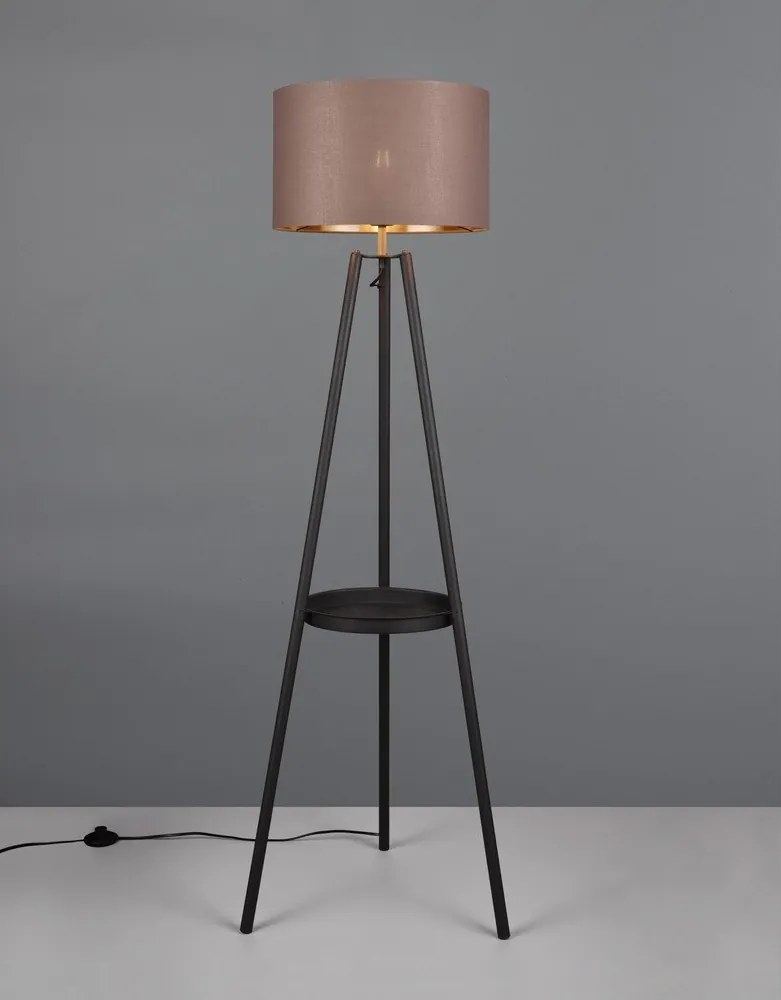 Černá stojací lampa s poličkou (výška 152 cm) Colette – Reality