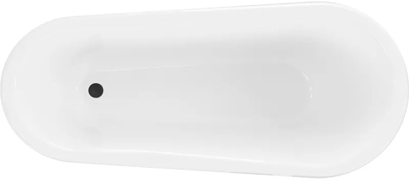 Mexen Retro, volně stojící vana 170 x 75 cm, bílá-černá, černé nohy, 53251707575-70