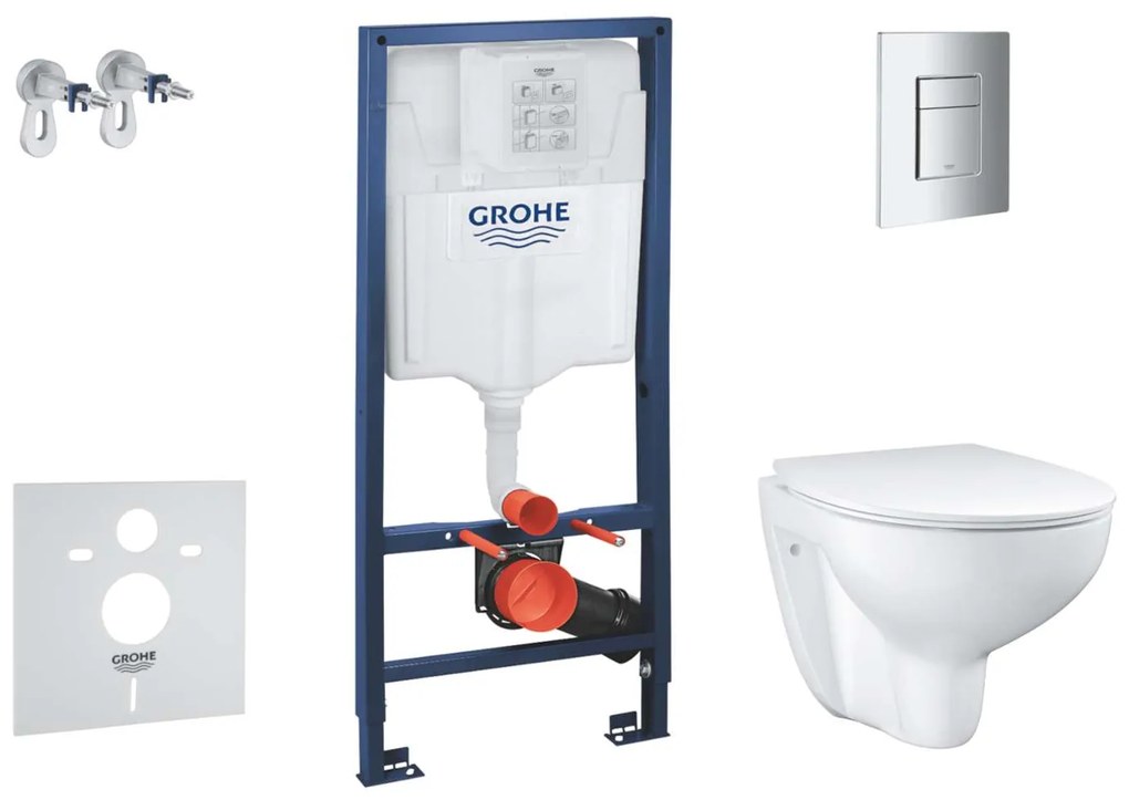 Grohe Solido - Set předstěnové instalace, klozetu a Slim sedátka Bau Ceramic, softclose, tlačítko Even, chrom SANI15BB1101