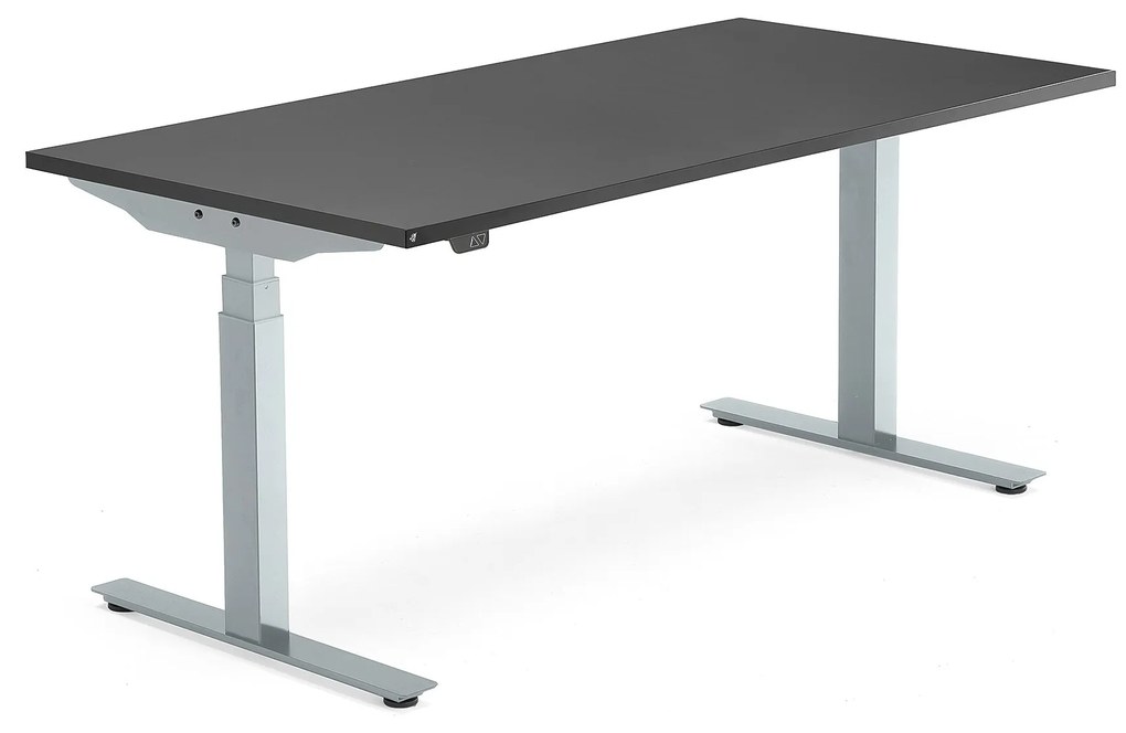 AJ Produkty Výškově nastavitelný stůl MODULUS, 1600x800 mm, stříbrný rám, černá