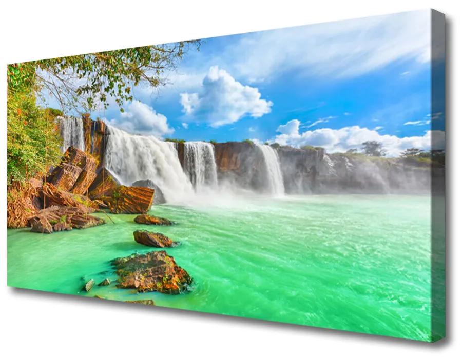 Obraz na plátně Vodopád Jezero Krajina 125x50 cm