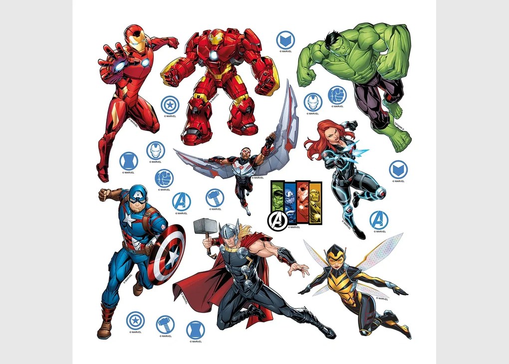 Dětská samolepka na zeď Marvel Avengers Komiksoví Hrdinové, Disney | 30 x 30 cm | DDKS 3817