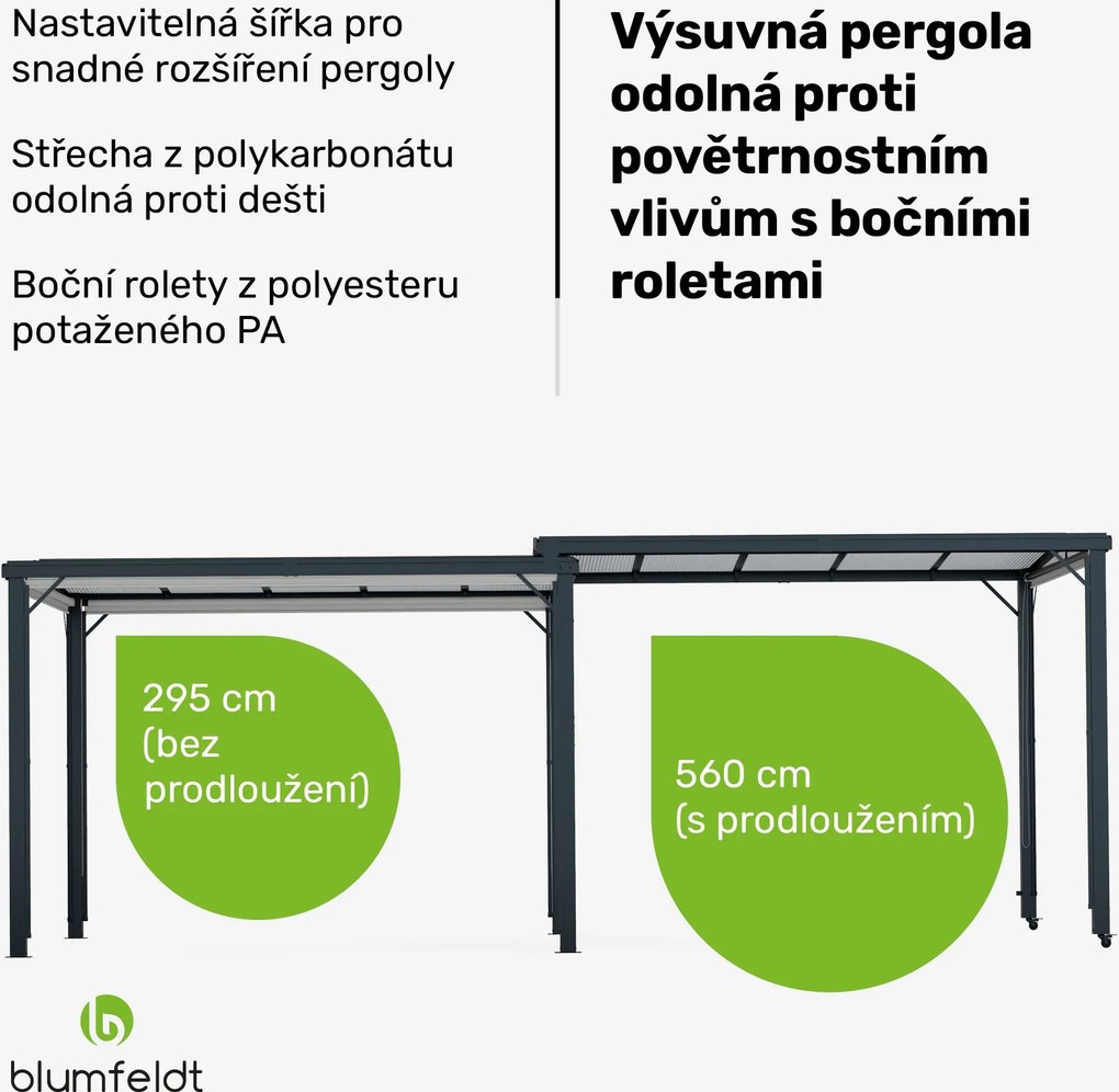 Blumfeldt Pantheon Cortina Solid Sky Expand zahradní altán 3x6, odolný proti povětrnostním vlivům, rozšiřitelný