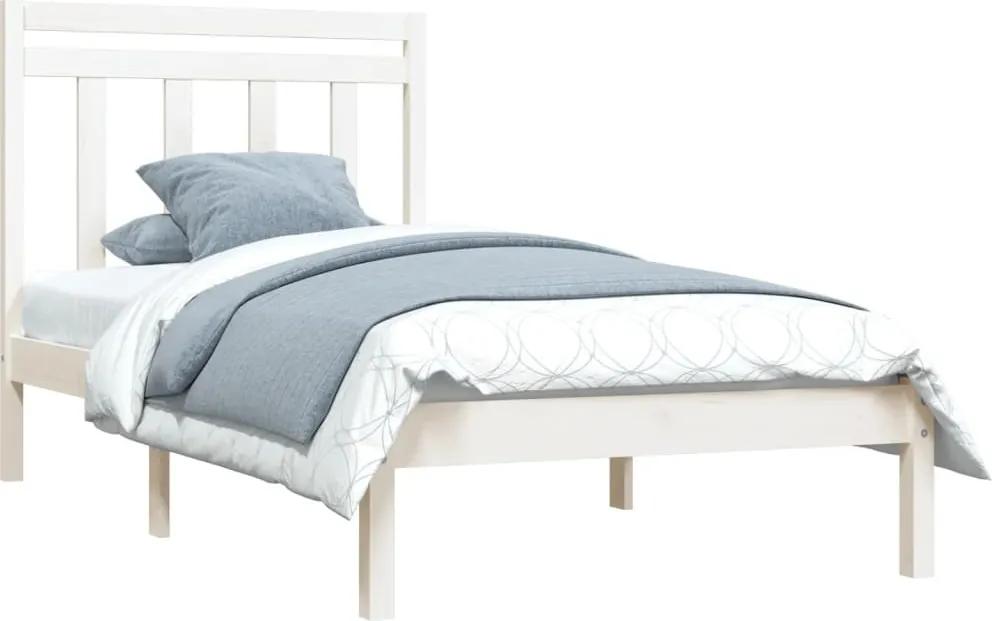 vidaXL Rám postele masivní dřevo 90 x 200 cm [3105236] Barva: Bílá