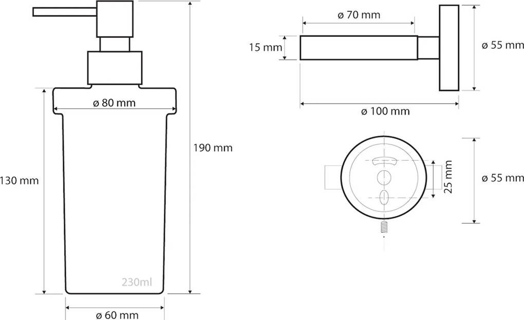 Sapho Sapho, X-STEEL dávkovač tekutého mýdla 250ml, broušená nerez, XS101
