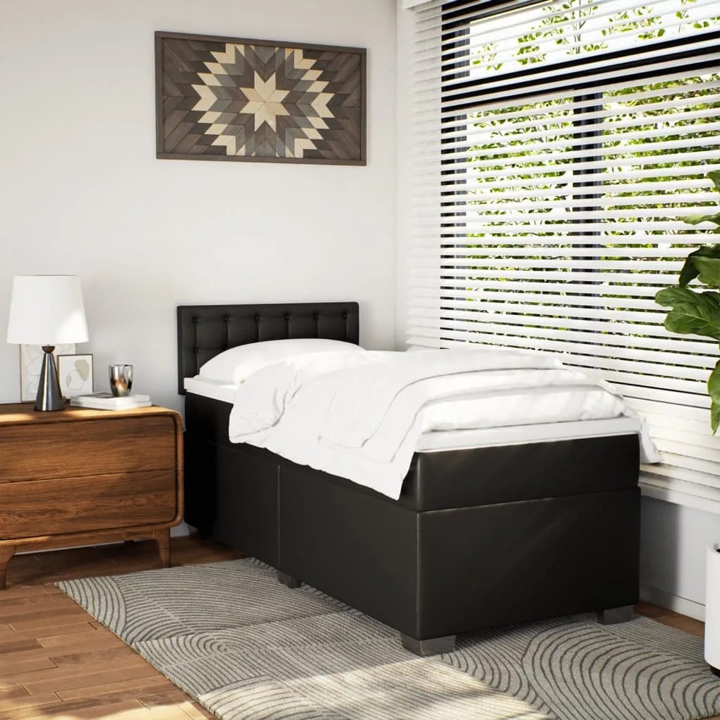 Box spring postel s matrací černá 80 x 200 cm umělá kůže 3288396