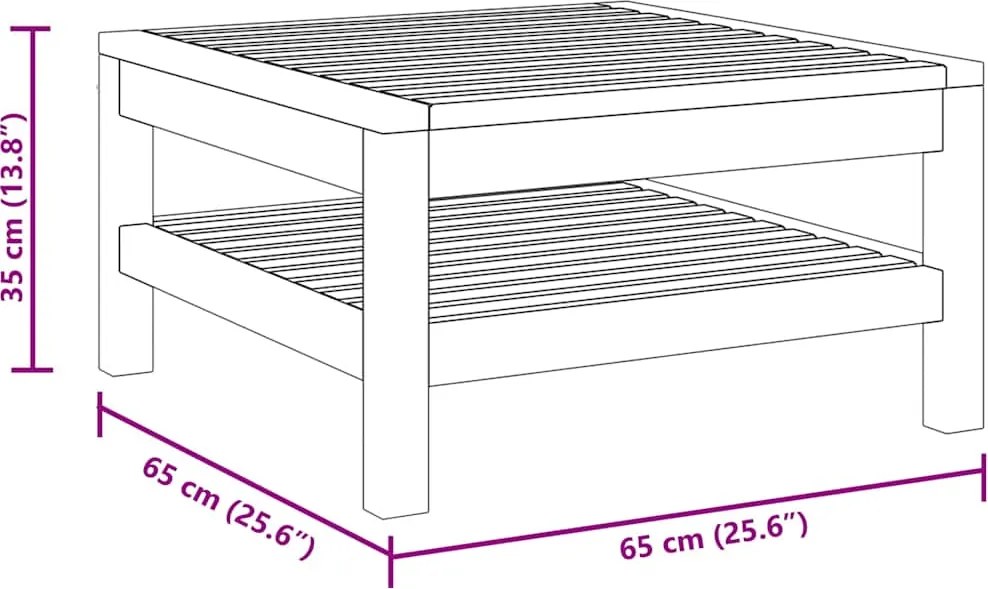 vidaxL Konferenční stolek 65 x 65 x 35 cm masivní akáciové dřevo 316292