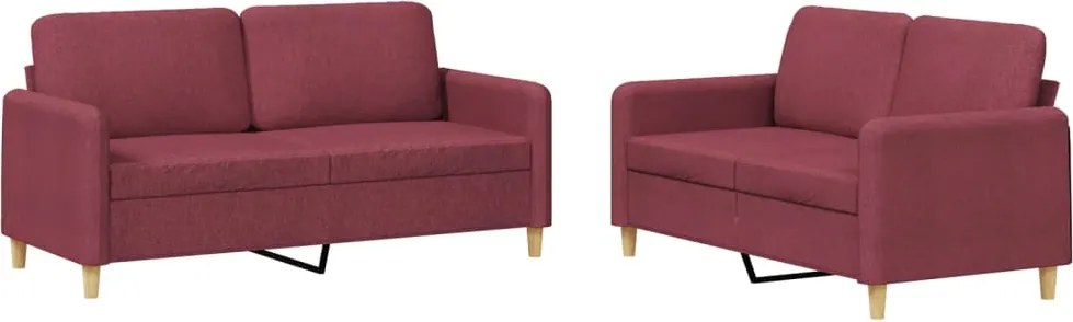 2dílná sedací souprava s poduškami vínová textil 3202092