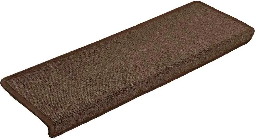 Schodové rohože 15 ks 65 x 21 x 4 cm hnědé s obdélníkovým okrajem 134571